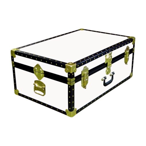10-172 WL WHITE LEATHERETTE 27 Cabin Storage Trunk with ABS Trim ...